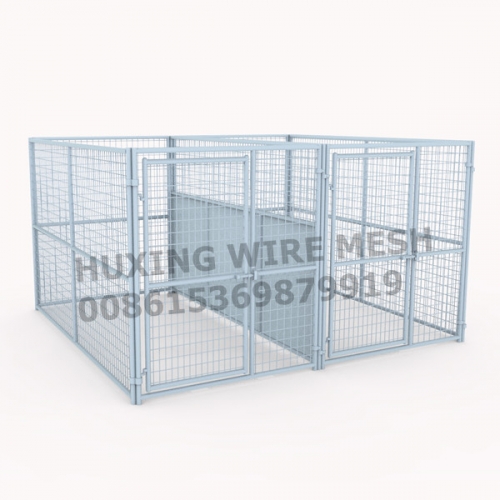 Welded Wire Steel Dog Kennel 2 Runs 10x10x6FT with Fight Guard Divider ...